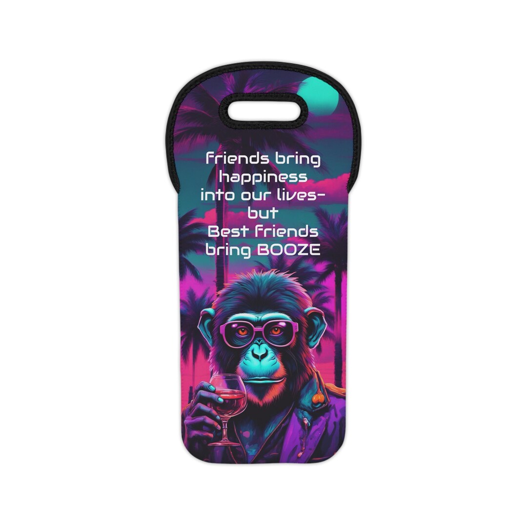 Vibrant Monkey Wine Tote Bag -"friends Bring Happiness Into Our Lives ...