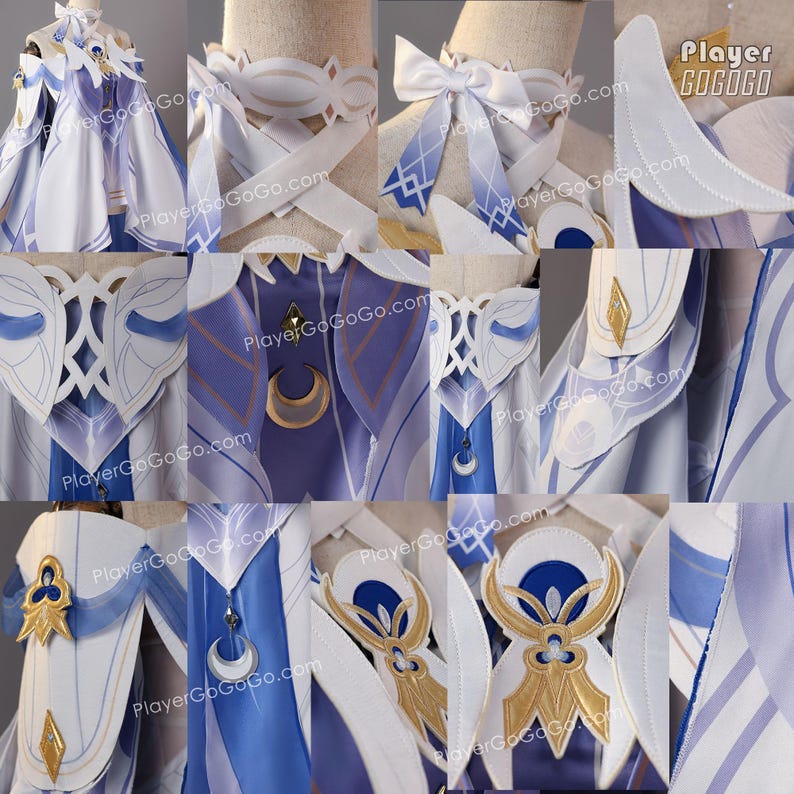 Genshin Impact Columbina Cosplay Set - Wig, Costume, Hair Pins, Boots ...