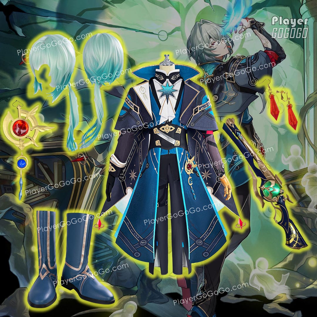 Honkai: Star Rail Anaxa Cosplay Set - Tattoo, Wig, Costume, Earrings ...