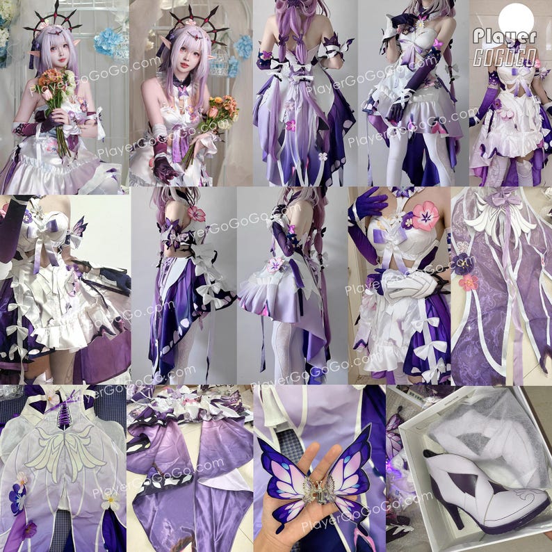 Honkai: Star Rail Castorice Cosplay Set - Wig, Costume, Harp, Earrings ...