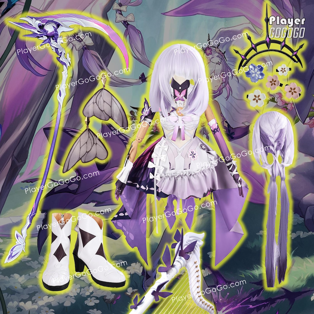 Honkai: Star Rail Castorice Cosplay Set - Wig, Costume, Harp, Earrings ...