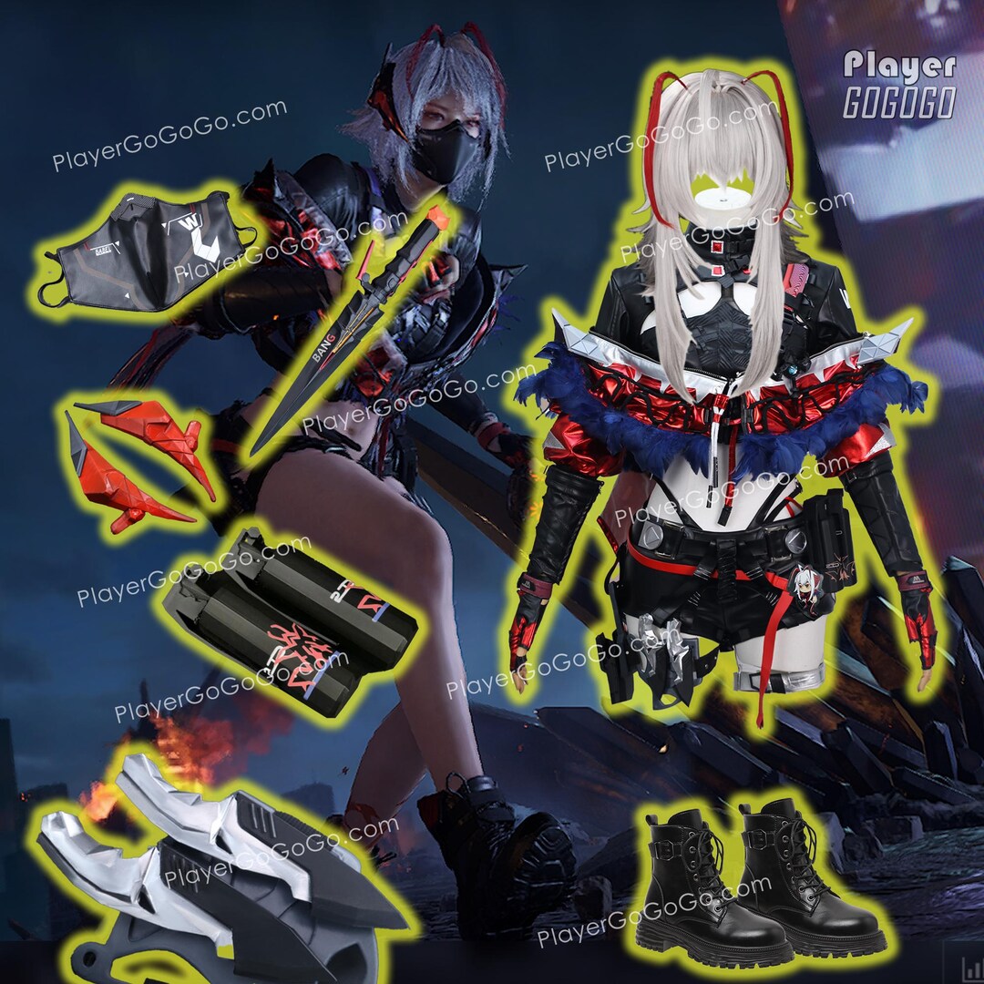 Arknights X Delta Force Hackclaw Cosplay Set - Wig, Costume, Shoes ...