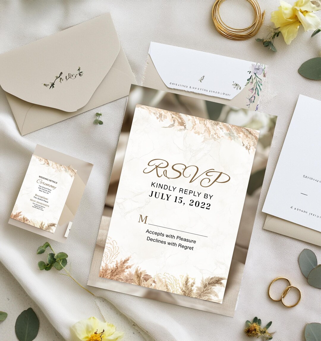 Editable Boho Wedding Invitation Set – Microwedding DIY Template With ...