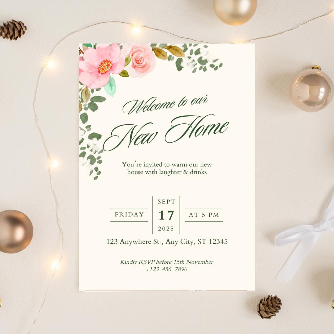 House Warming Invitation Template: Pastel | Formal | Floral | Printable ...