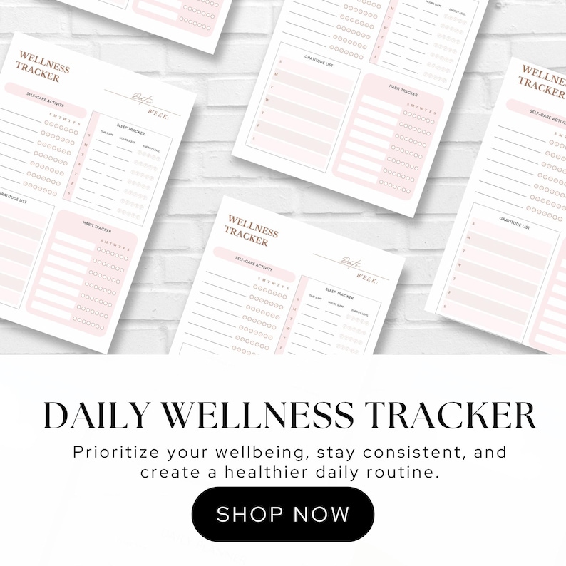 Daily Wellness Tracker Printable | Self-care Habit Checklist (instant ...