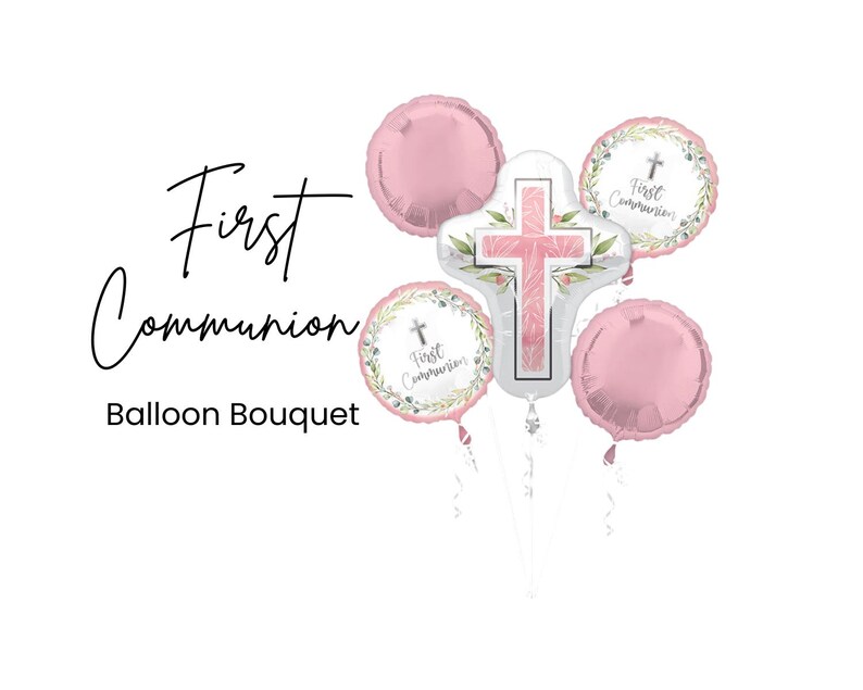 First Communion Pink Balloon Bouquet / First Communion Balloons / Pink ...