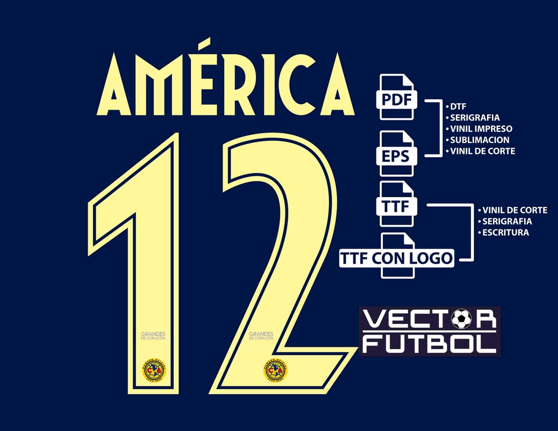 Font tipografía Vector Club América México temporada 2025-2026 4 ...