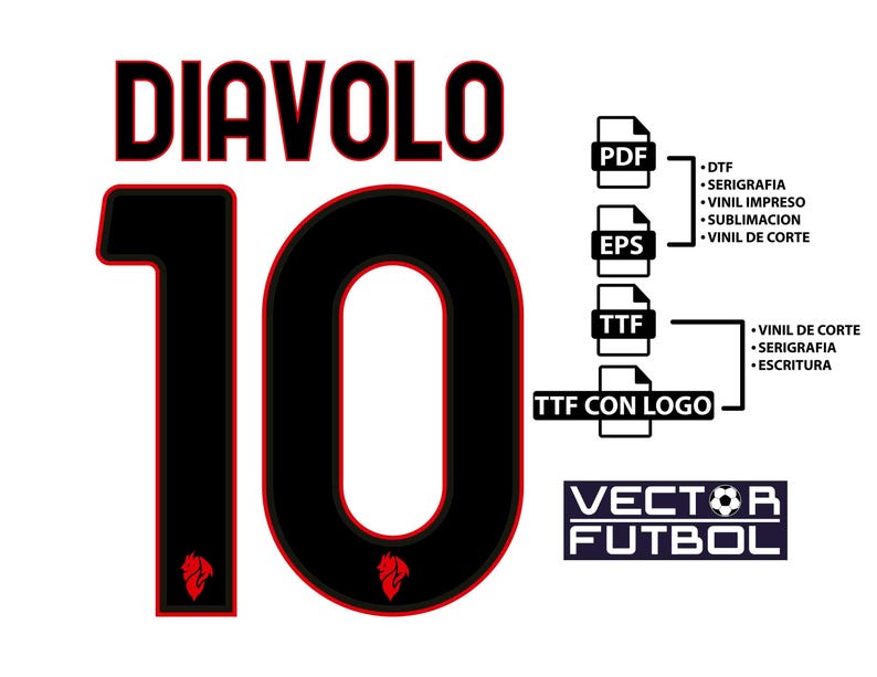 Font tipografía Vector AC Milan Diavolo Italia calcio temporada 2025 ...