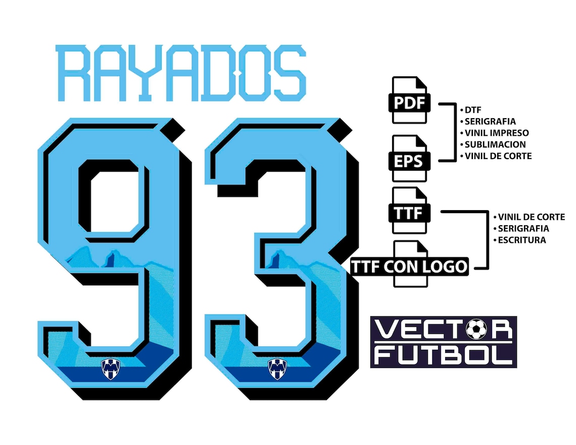 Font tipografía Vector Rayados Monterrey México temporada 2025-2026 4 ...