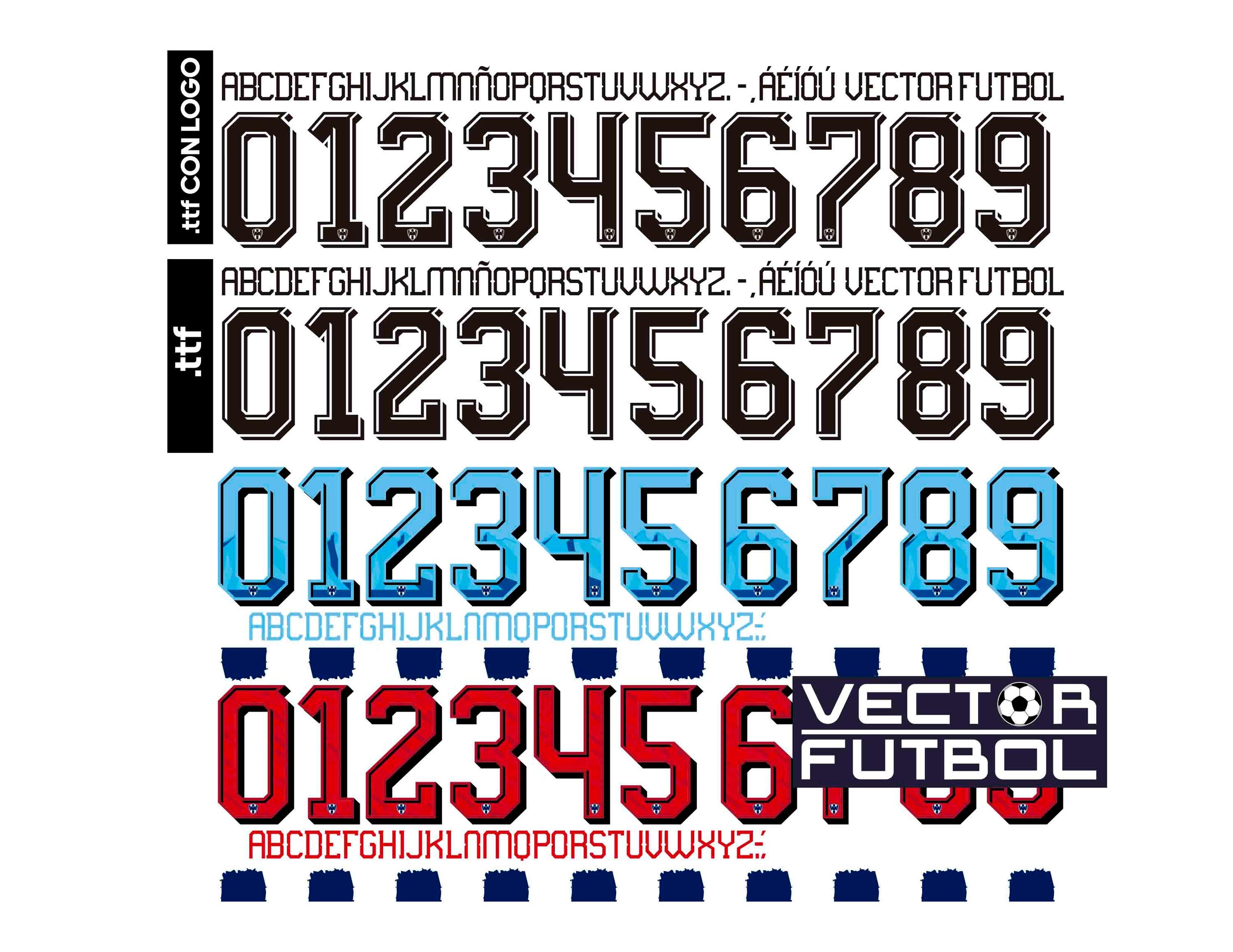 Font tipografía Vector Rayados Monterrey México temporada 2025-2026 4 ...