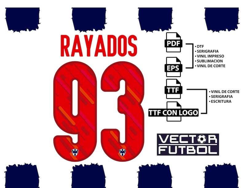 Font tipografía Vector Rayados monterrey versión 2 México 2025-2026 4 ...