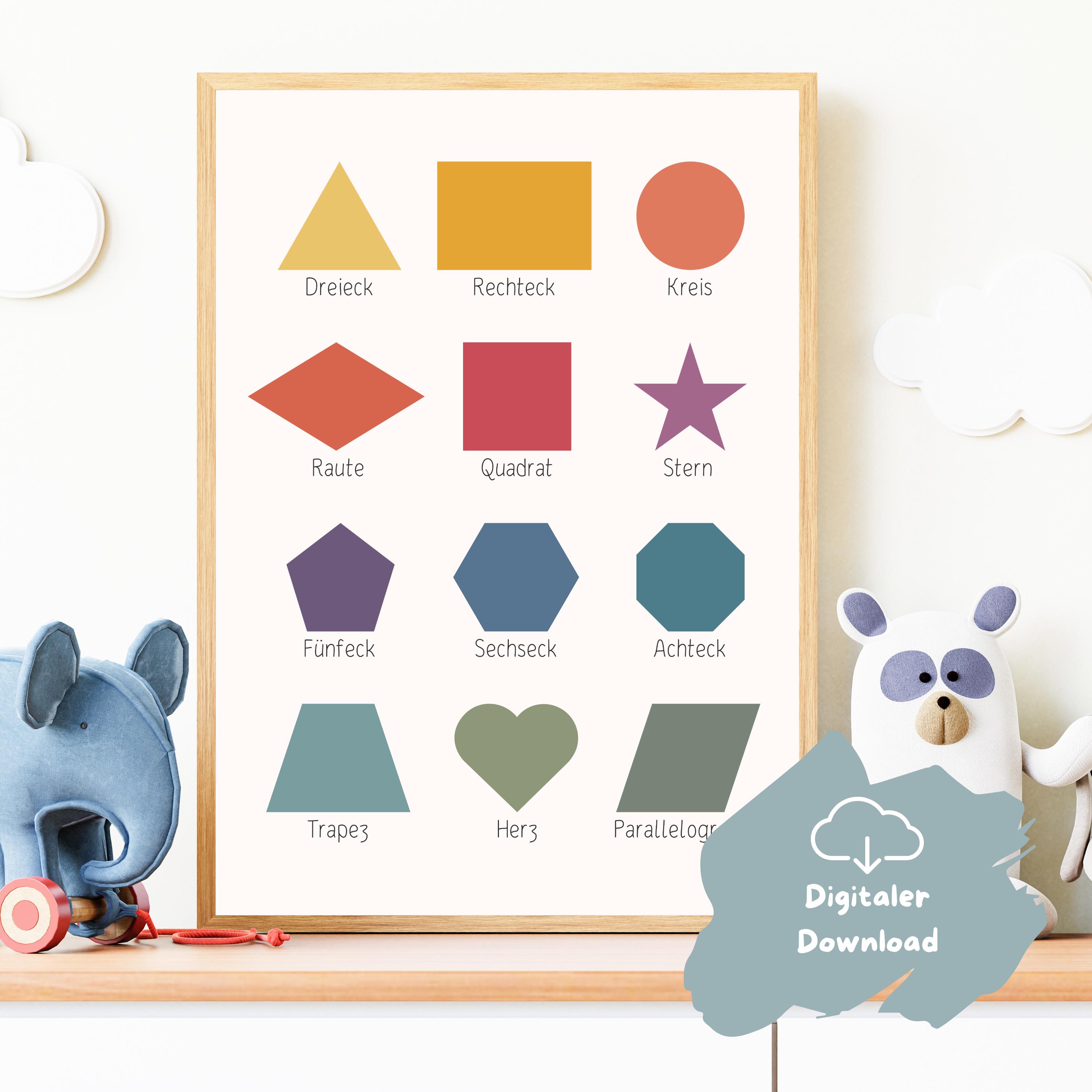 Shapes Learning Poster for Children, Learning Geometric Shapes, Back-to ...
