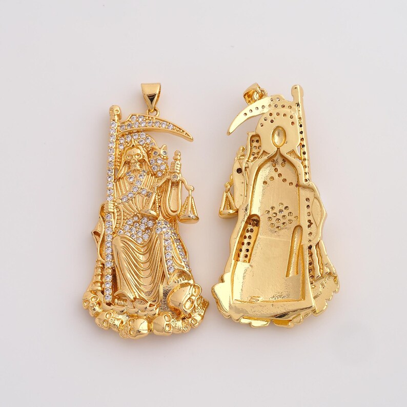 1 Pcs Gold Grim Reaper Pendant,18k Gold Filled Death Charms,death for ...