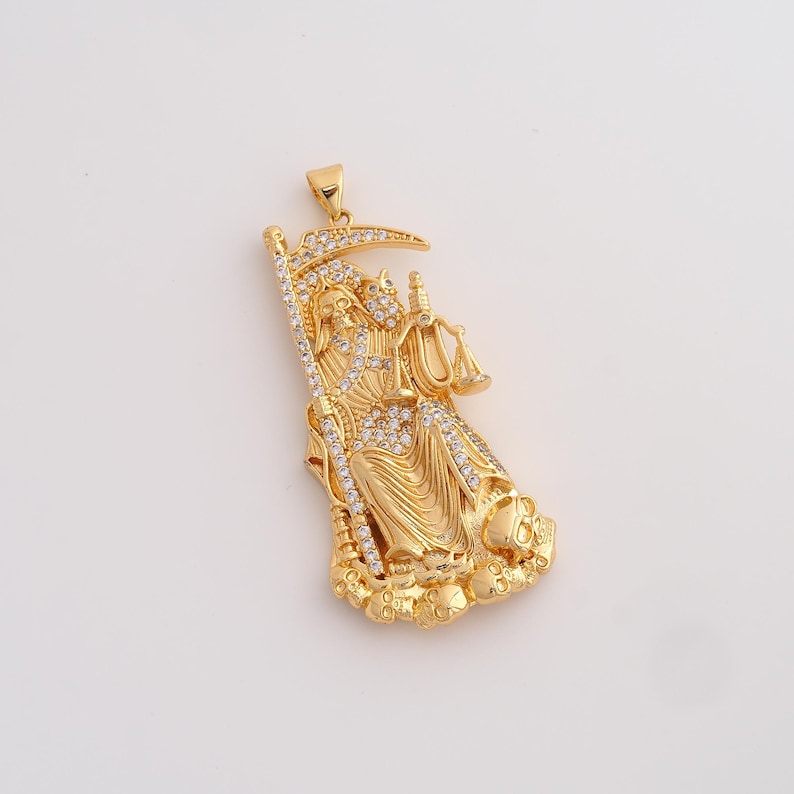 1 Pcs Gold Grim Reaper Pendant,18k Gold Filled Death Charms,death for ...