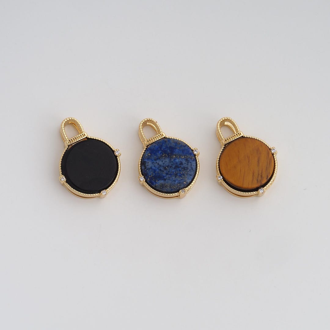 1 Pcs Gold Natural Stone Charms,18k Gold Filled Natural Stone Pendant ...