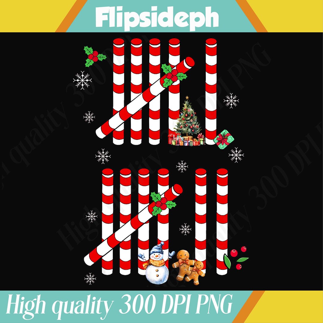 Funny 67 Candy Cane Tally Marks Christmas Six Seven Meme Png, Trendy ...