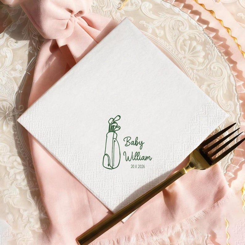 Custom Golf Baby Shower Napkins, Hole in One Party Favors, Personalized ...