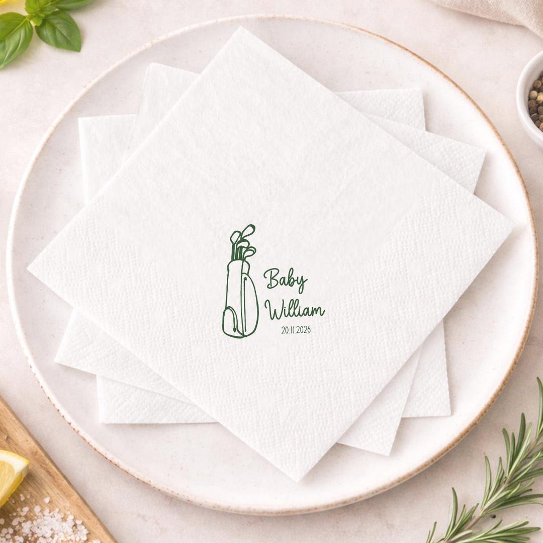 Custom Golf Baby Shower Napkins, Hole in One Party Favors, Personalized ...