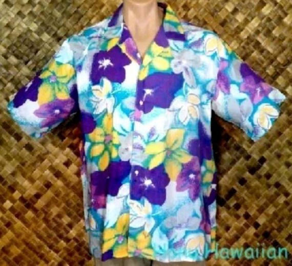ISLANDER mens Hawaiian Abstract Floral Print Shirt - … - Gem