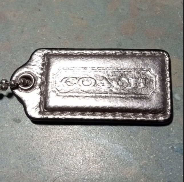 COACH Silver Leather 2" X 1" Purse Fob Hang Tag Charm. - Etsy