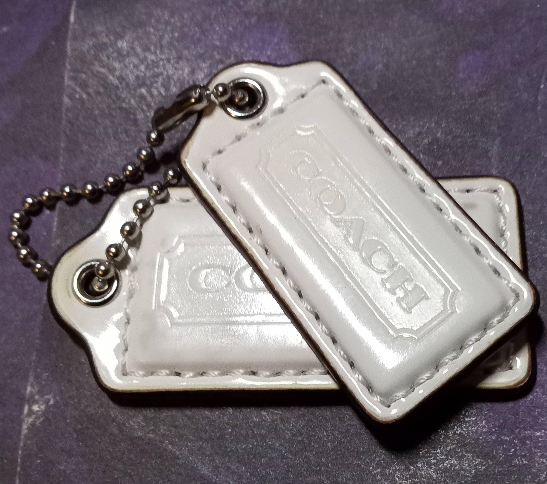 COACH Signature Double White Leather Hang Tags / Keychain / Fob - Etsy