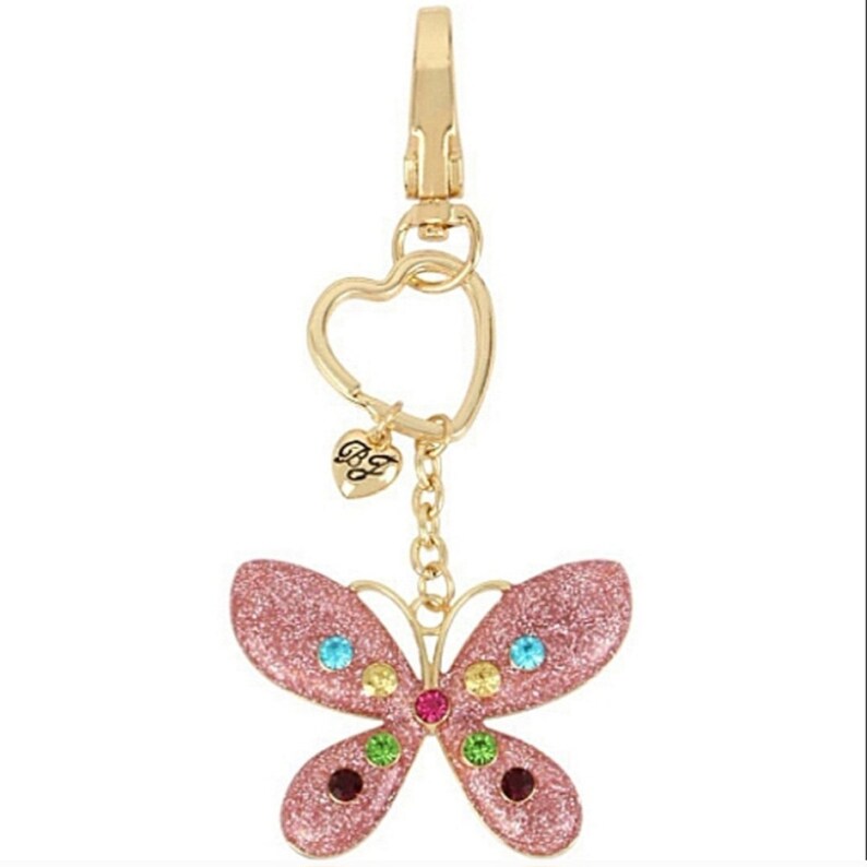 BETSEY JOHNSON Jeweled Butterfly Key Ring Fob Clip Purse Charm. - Etsy