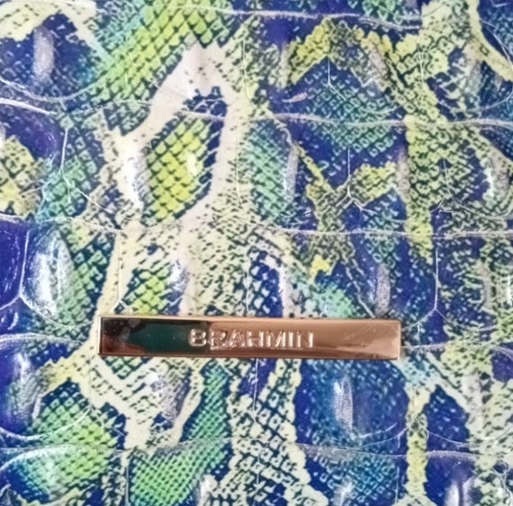 BRAHMIN Blue Green Alligator Embossed Snake Print Bag… - Gem