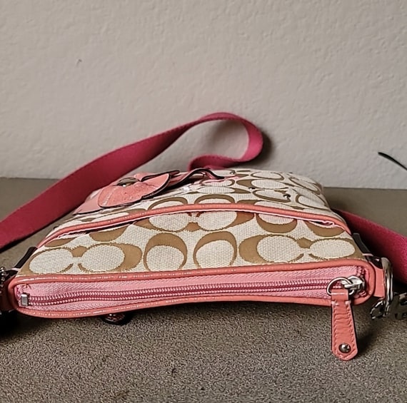COACH Pink and Beige CC Signature Pink Floral Crossbo… - Gem