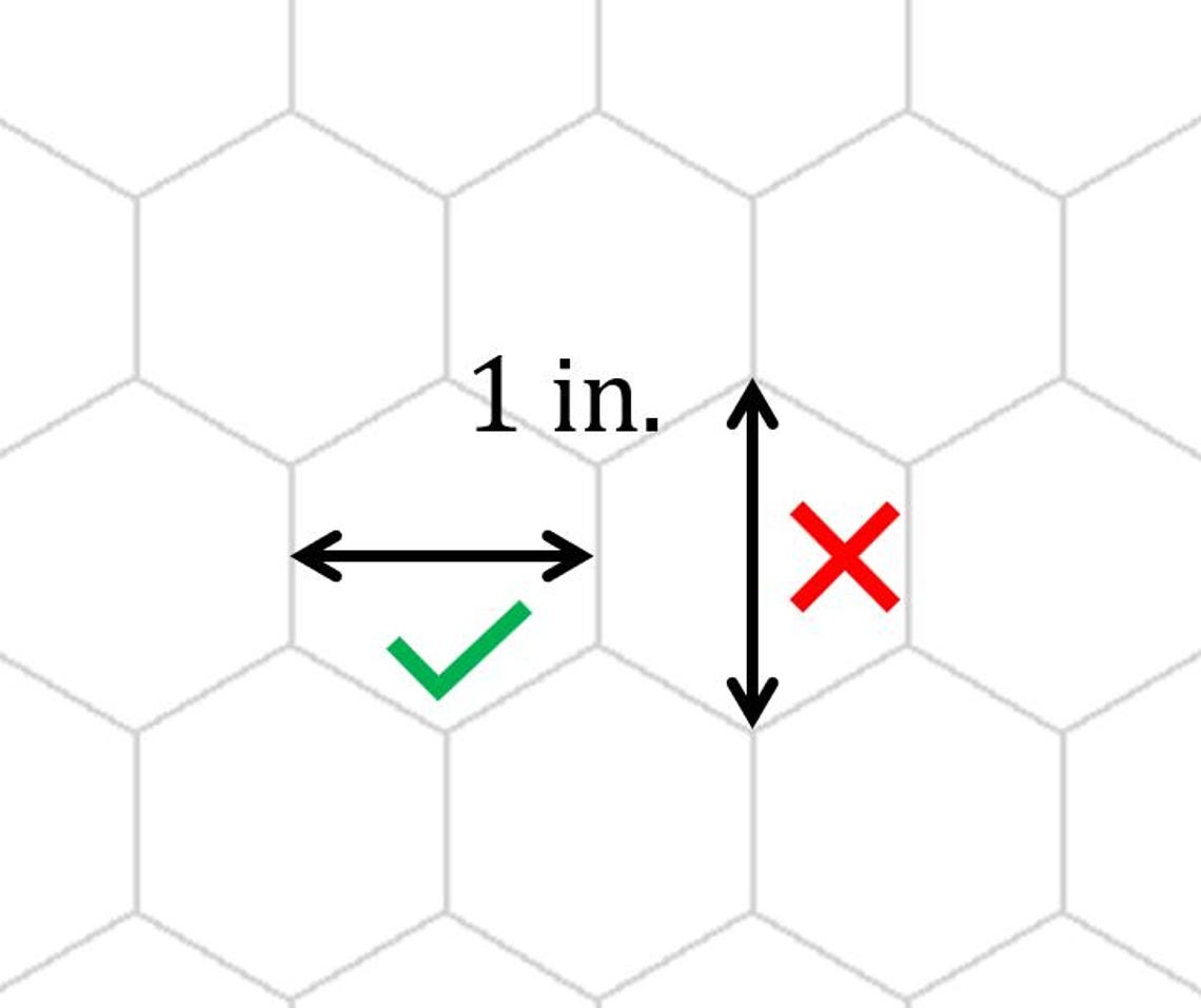 True 1-inch Hexagonal Graph Paper: Borderless, Tileable, Two ...