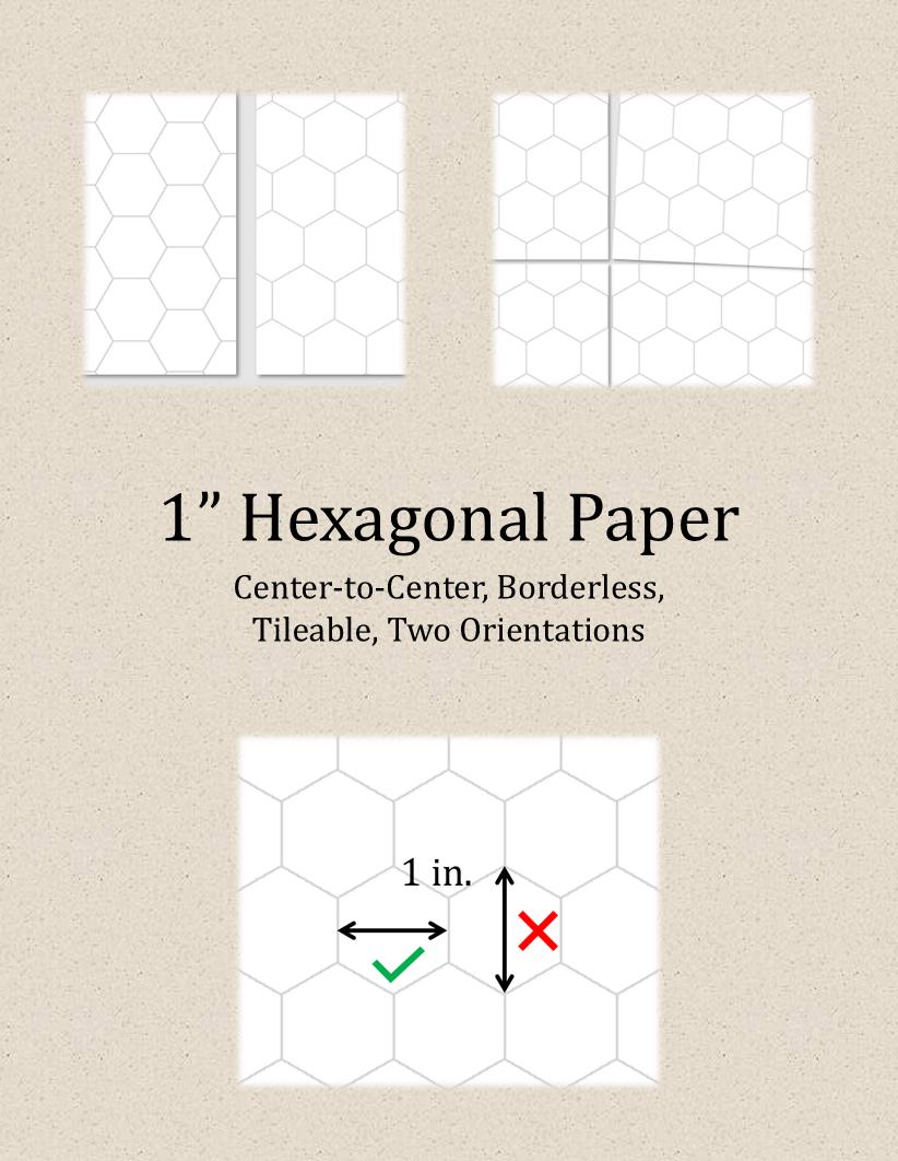 True 1-inch Hexagonal Graph Paper: Borderless, Tileable, Two ...