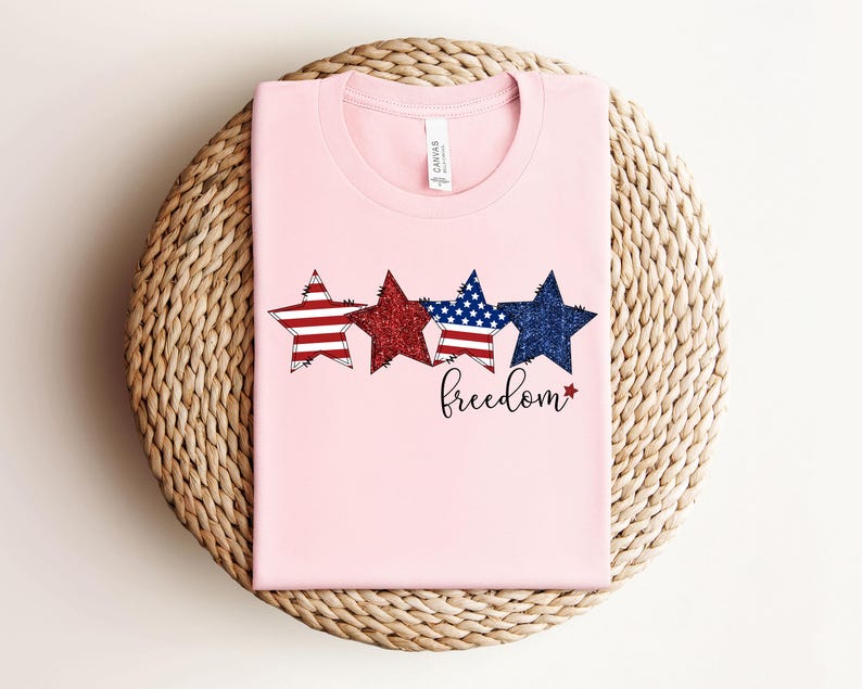 4th of July Womens Shirt, Star Glitter Shirt Glitter, 4th of July Shirt ...