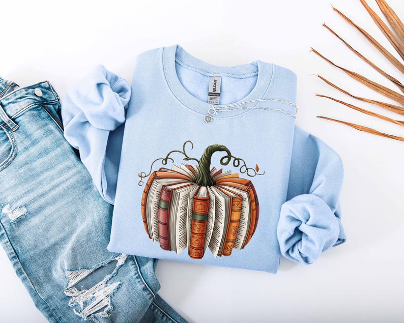 Fall Book Pumpkin Sweatshirt, Thanksgiving Book Reader Hoodie, Fall ...