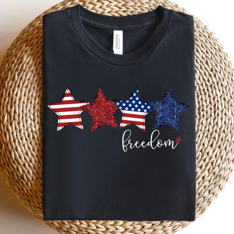4th of July Womens Shirt, Star Glitter Shirt Glitter, 4th of July Shirt ...