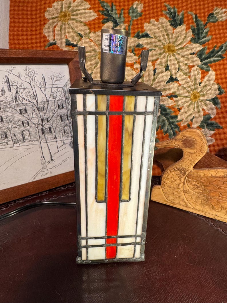 MCM -frank Lloyd Wright/tiffany Styled Stained Glass Lamp - Base Only ...