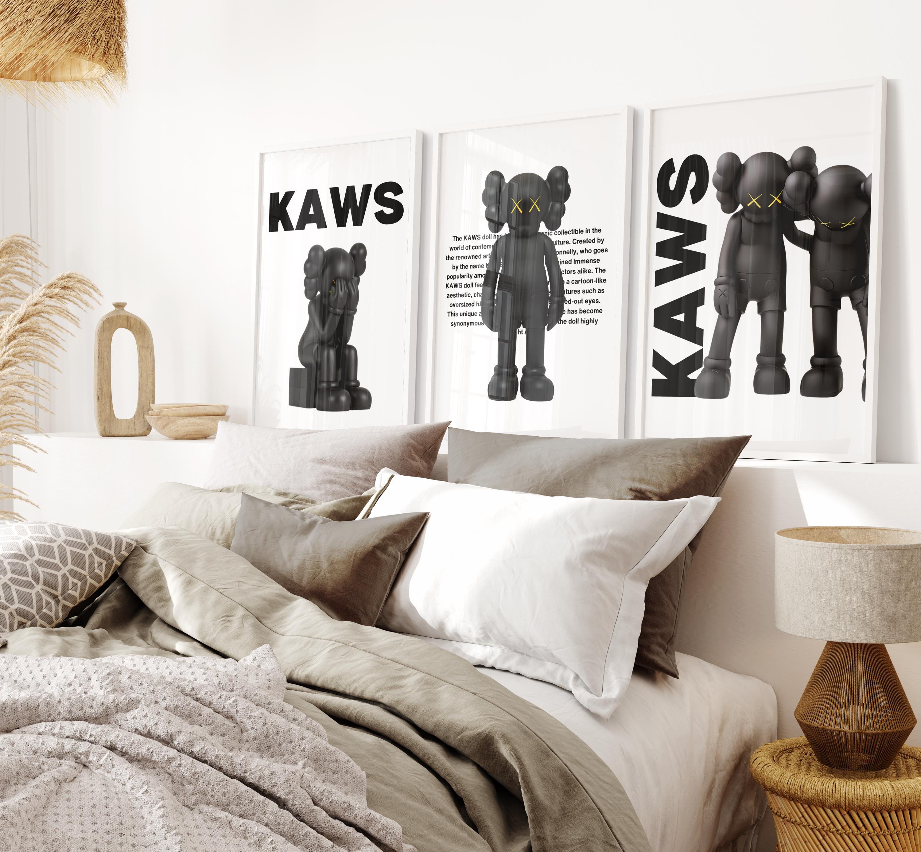 Kaws Poster Set of 3, Black Kaws Prints, Hypebeast Kaws Prints, Digital ...