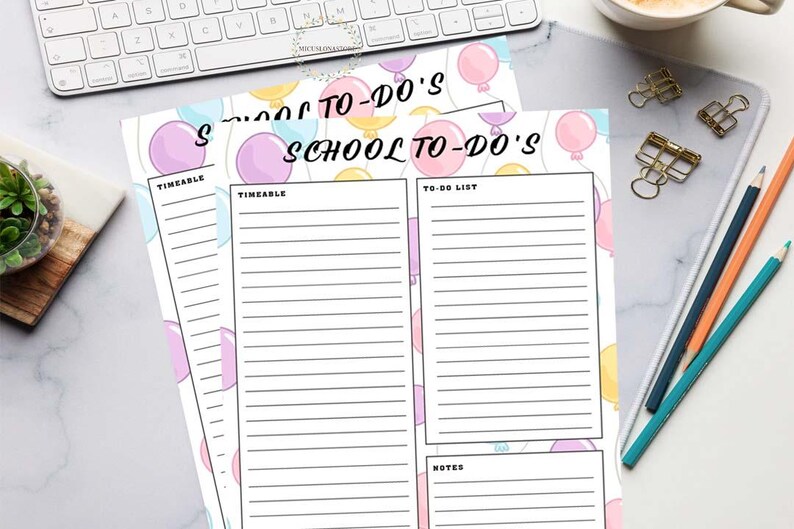 Printable School Planner | To-do List Organizer | Homework Tracker ...