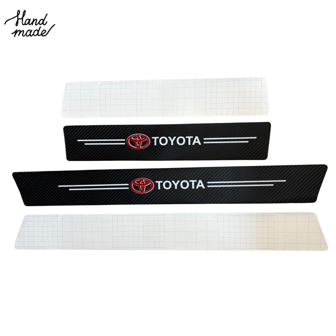 Toyota Door Sill Protectors | Carbon Fiber Look | Red Toyota Logo | 4pc ...