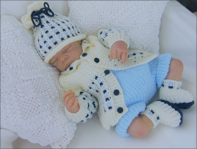 Baby Outfit Knitting Pattern: Cardigan, Pants, Hat & Booties (digital ...