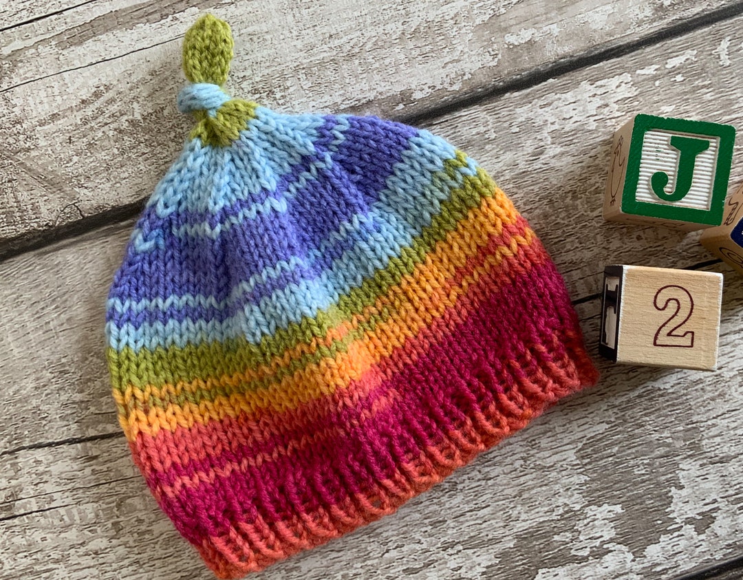 Rainbow Baby Top Knot Hat. Gender Neutral Baby Shower Gift. Newborn ...