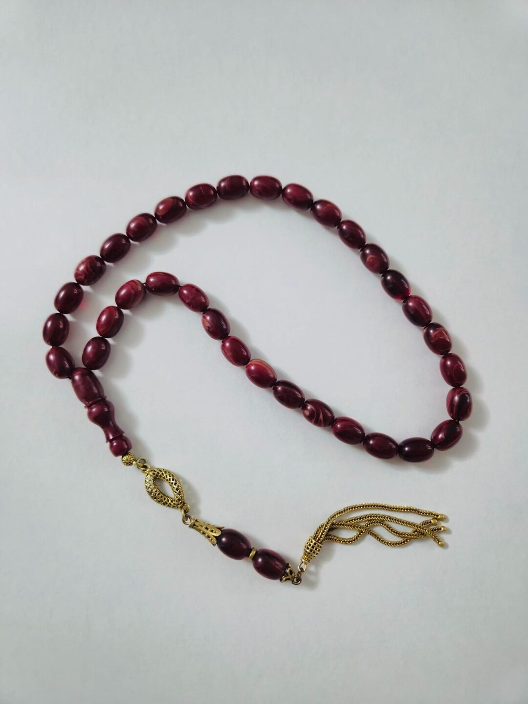 Amber Prayer Beads: Islamic Tesbih Rosary With Gold Tassel - Etsy