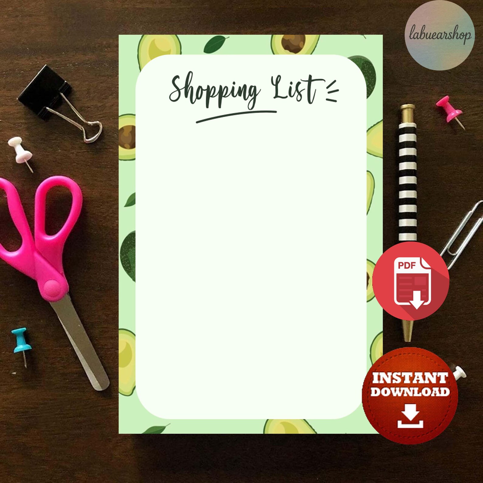 Avocado Cute Shopping List Printable | Kawaii Grocery List Template ...