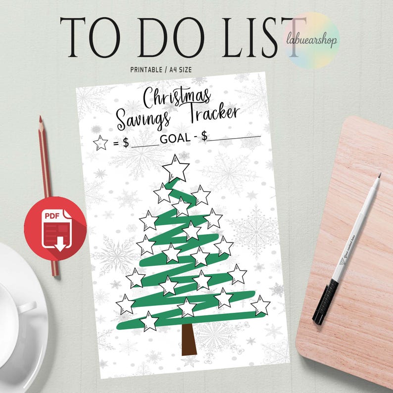 Christmas Tree Savings Tracker Printable, Holiday Budget Planner, Money ...