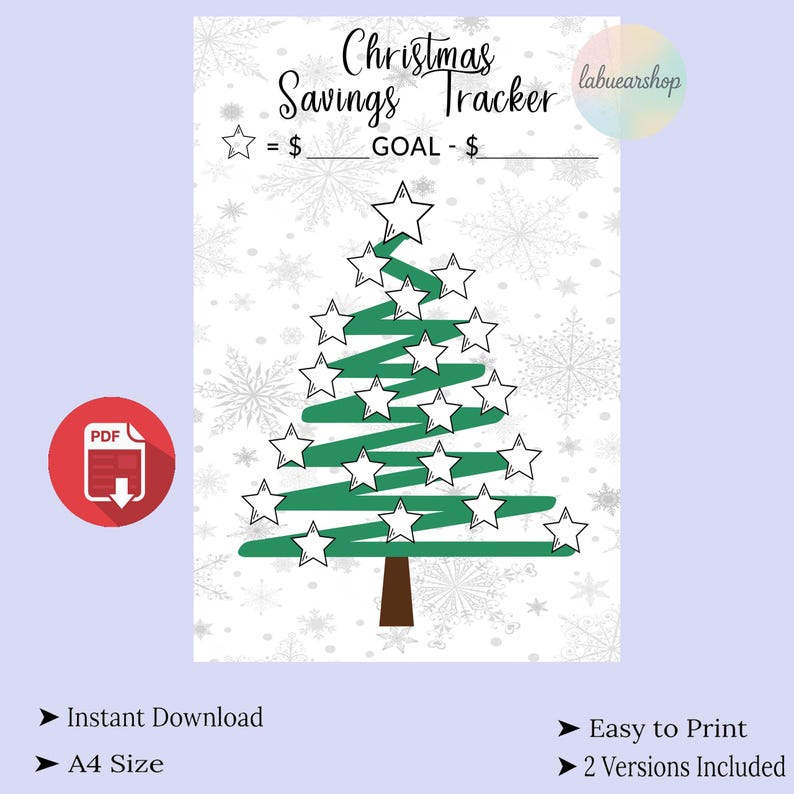 Christmas Tree Savings Tracker Printable, Holiday Budget Planner, Money ...