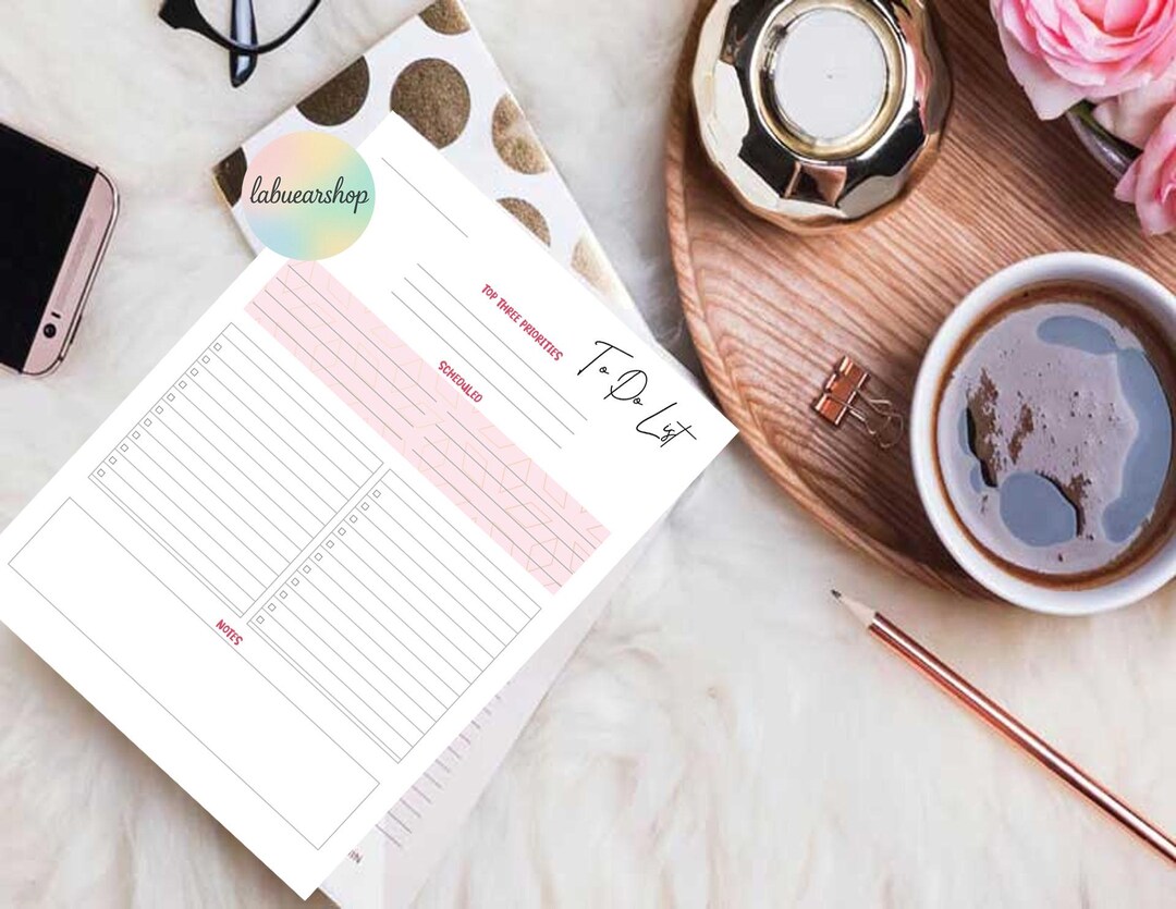 Pink to Do List Printable: Simple Daily Planner (PDF) - Etsy