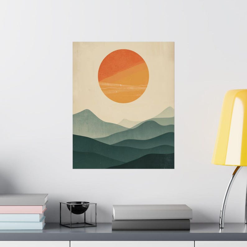 Vintage Sunrise Scandinavian Living Room Poster (printables) - Etsy