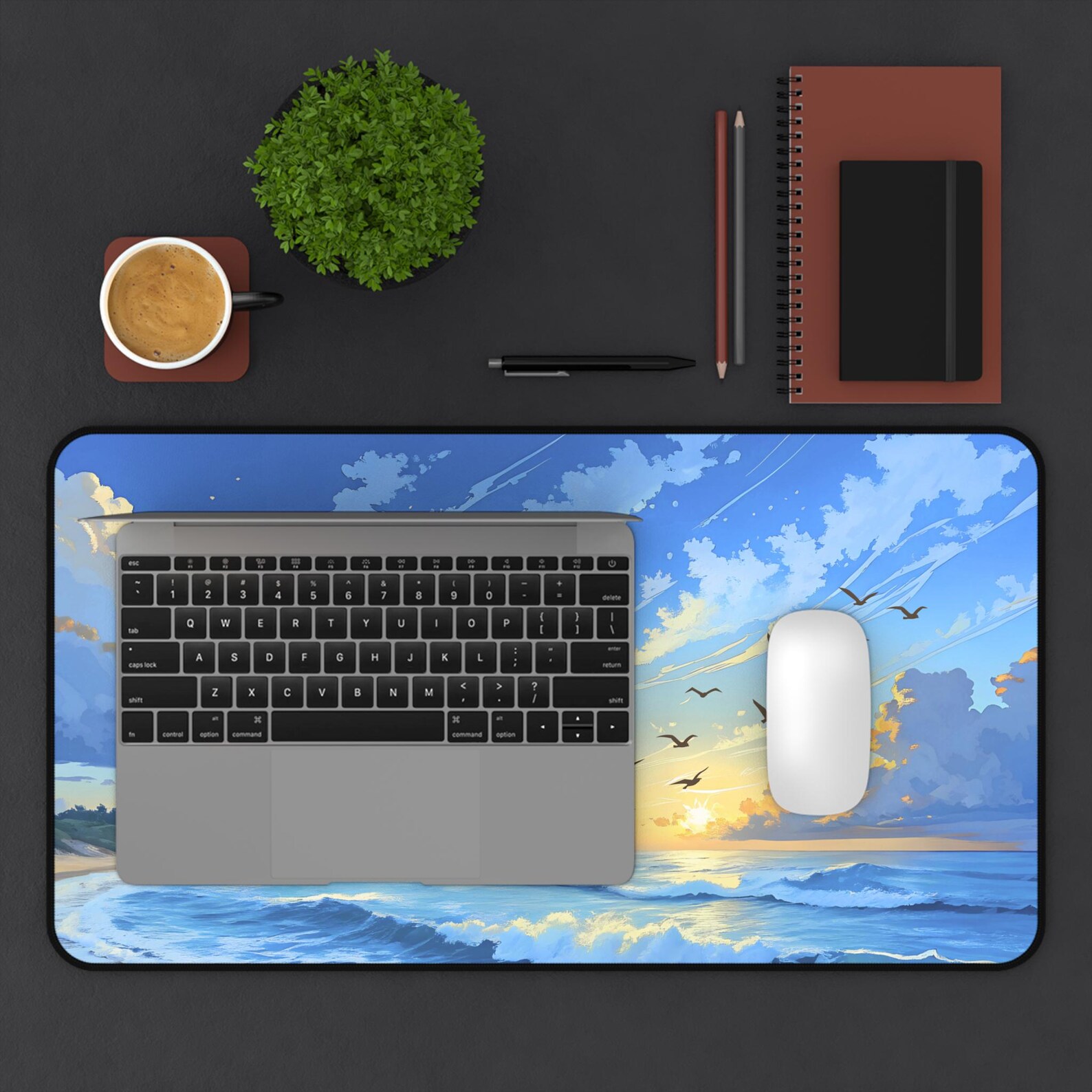 Sunrise Seascape Desk Mat | Ocean Waves Beach Scene - Etsy