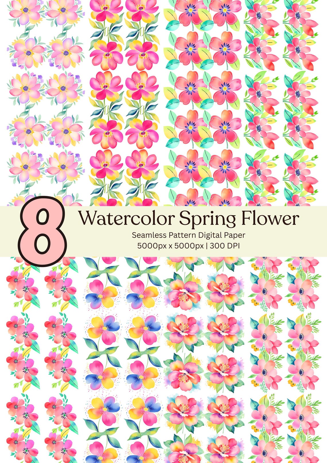 Spring Flower Patterns, Digital Scrapbooking Paper, Printable Floral ...