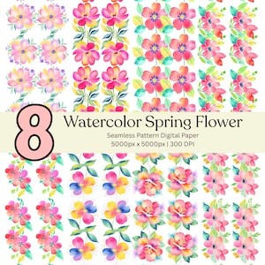 Spring Flower Patterns, Digital Scrapbooking Paper, Printable Floral ...