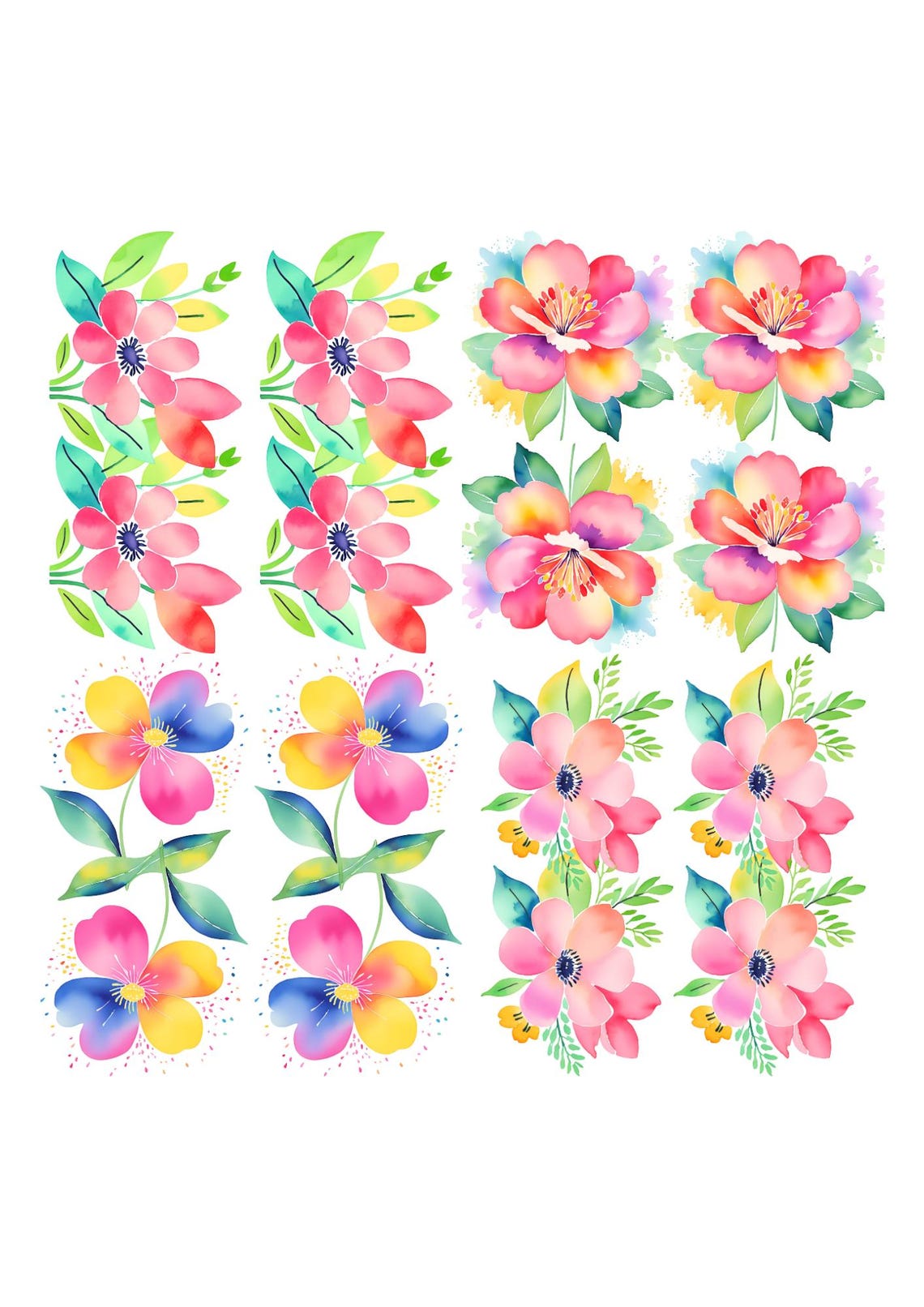 Spring Flower Patterns, Digital Scrapbooking Paper, Printable Floral ...