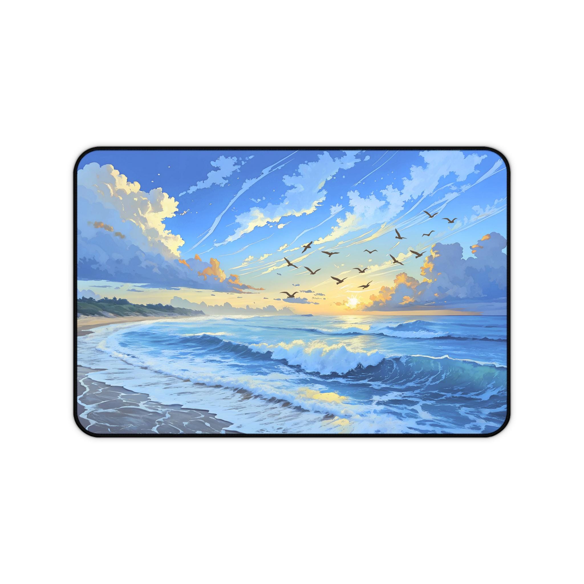 Sunrise Seascape Desk Mat | Ocean Waves Beach Scene - Etsy